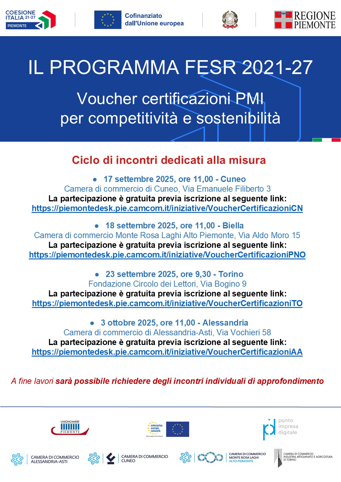 Eventi del Programma regionale FESR 21-27 | Unioncamere Piemonte